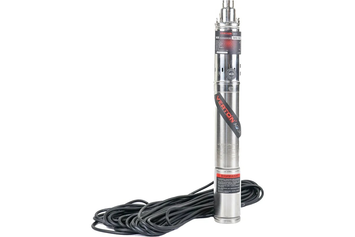 Насос погружной винтовой d-76мм подача 32, л/мин, H-90м, 550Вт, кабель-25м VERTON