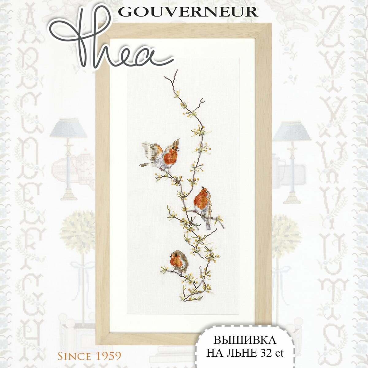 Набор для вышивания Thea Gouverneur "Робин", канва Aida 16 ct
