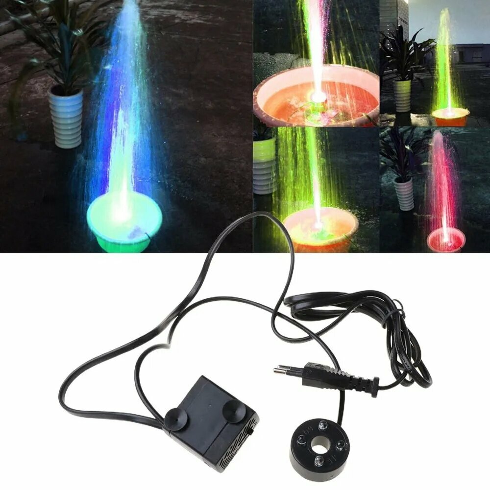 Мини-погружной водяной насос со светодиодной подсветкой, ультратихий для пруда, аквариума, гидропоники, садового фонтана