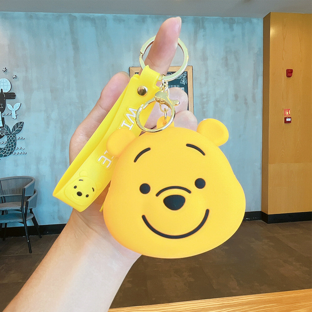 Брелок-кошелек Sanrio с мультяшным рисунком, мягкая резиновая подвеска, кошелек Disney с Винни-Пухом