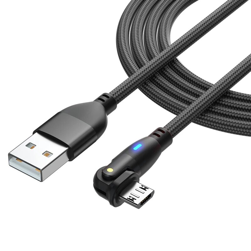 Кабель USB Micro с поворотом 180°, 1м, черный