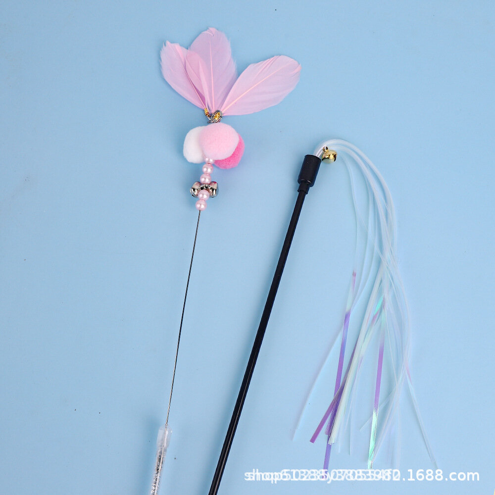 Оптовая сеть красная кошка фея дразнящая кошачья палочка два комплекта длинное перо стальной проволоки игрушка укус