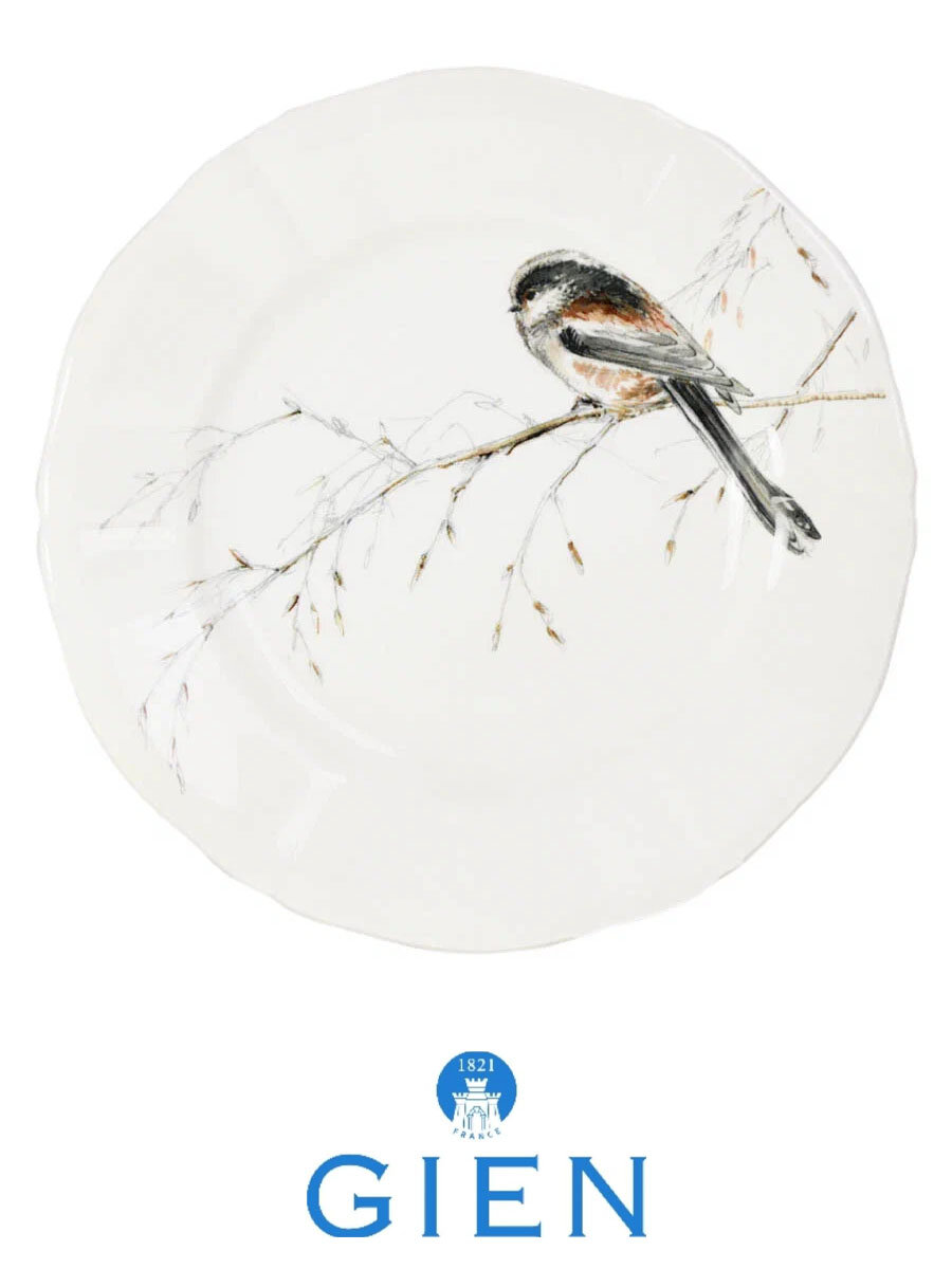 Тарелка для канапе Gien Oiseaux Foret Синица, 17 см, фаянс, 1 шт.