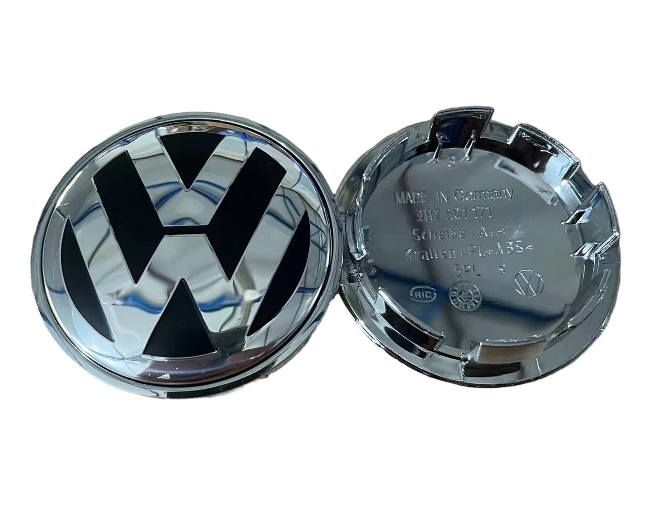 Центральный колпачок на диск (ступицу) Volkswagen, 65мм, черный серебро, 1шт