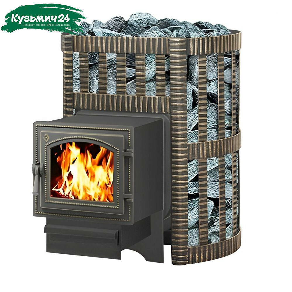 Печь для бани Везувий Легенда ковка 12 дверка 260, 12 кВт, d115 мм, до 14 куб. м