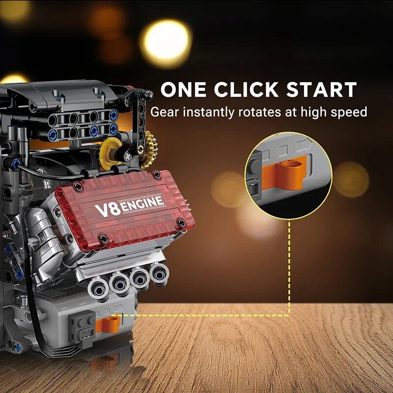Электрический модель двигателя Brick V8 конструктор — фото 1