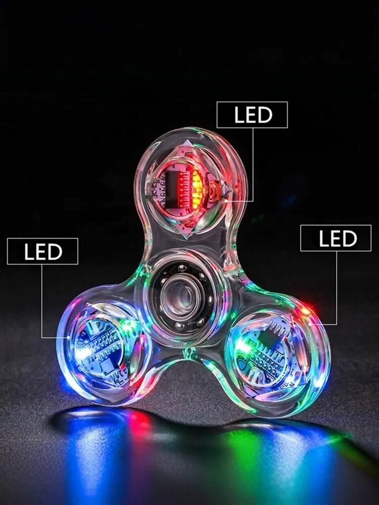 Игрушка Fidget Spinner U252, светящаяся, для снятия стресса, пластик, 7х7 см