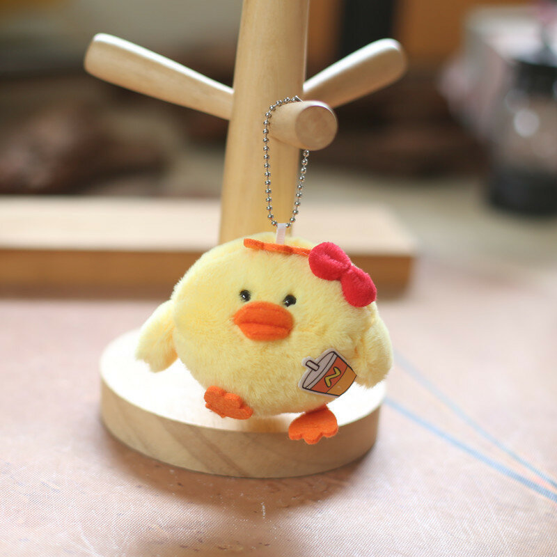 Cute chick plush keychain soft stuffed animal bag charm gift for kids teens room decor styled