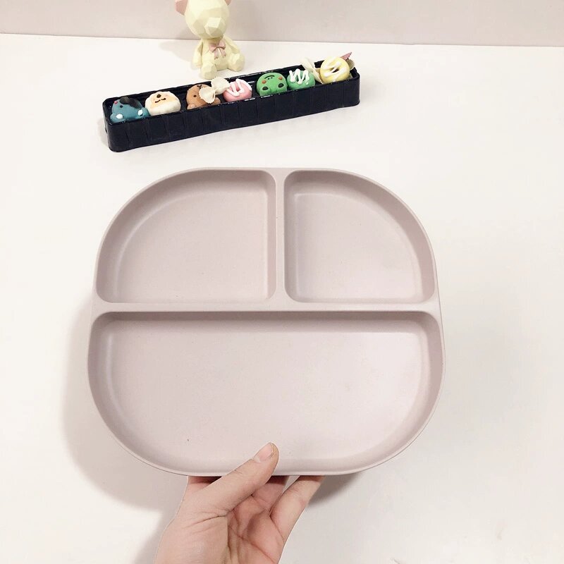 Детская тарелка A5 с разделителями, экологичная однотонная тарелка с 3 секциями для школьников и детского сада,