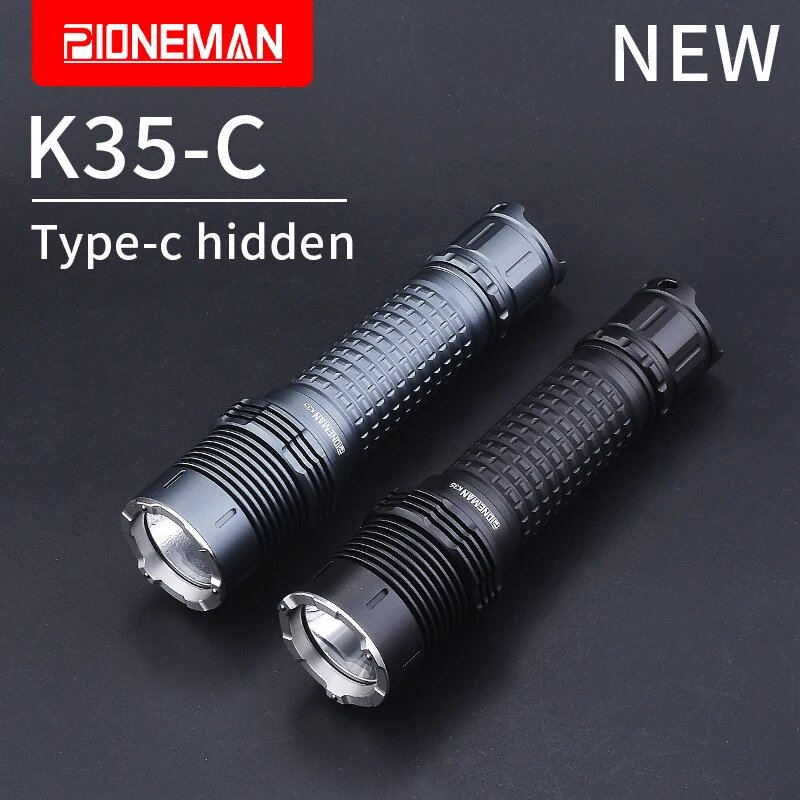 PIONEMAN Новый прочный фонарик K35-C TYPE-C перезаряжаемый практичный фонарик 21700
