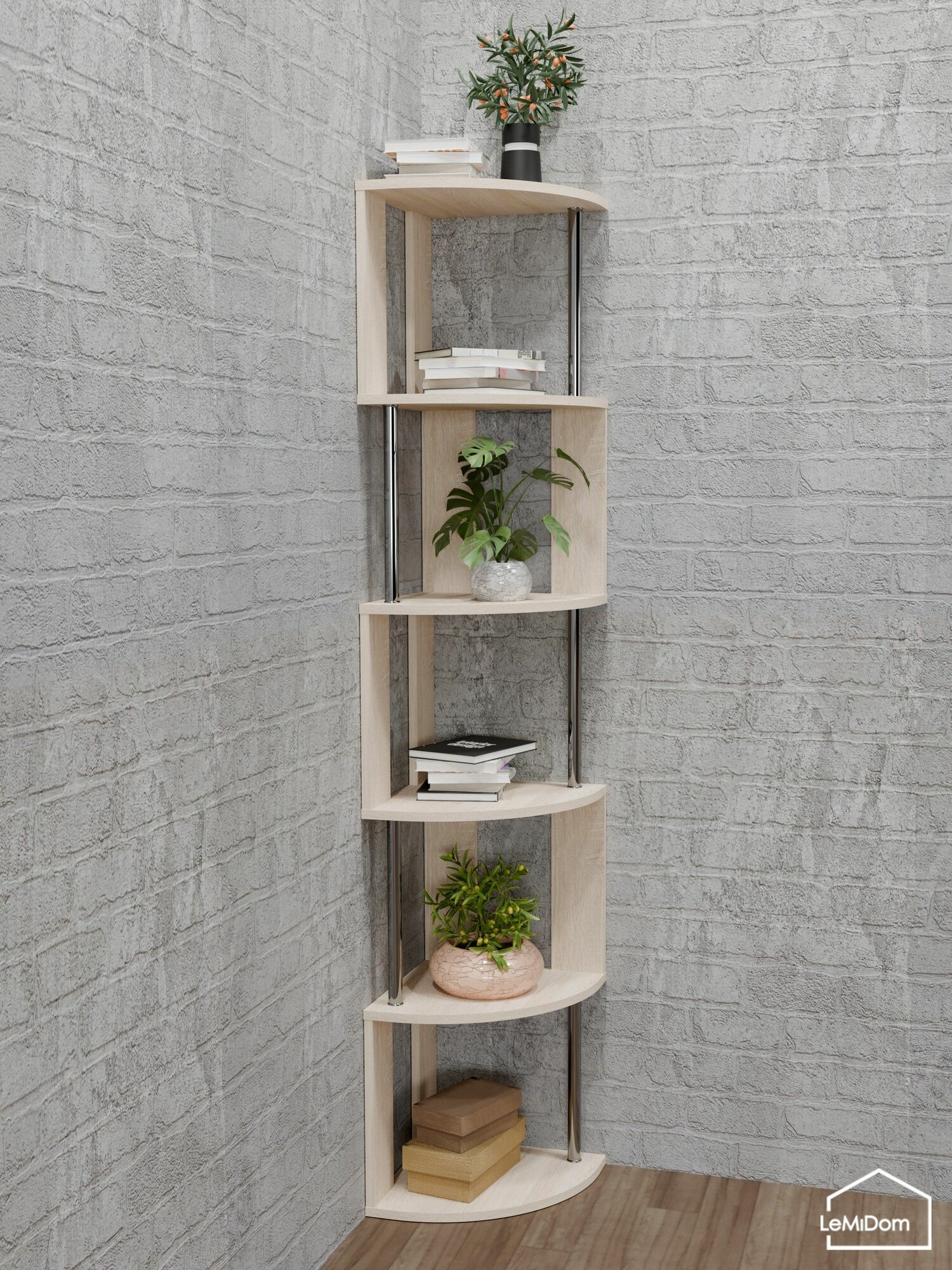 Стеллаж деревянный мария S113 177x35x35 cм /Дуб сонома светлый