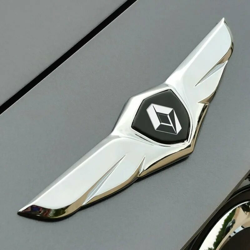 Металлический 3D логотип на капот Renault цинковый сплав, золото/серебро (21x5.5 см)