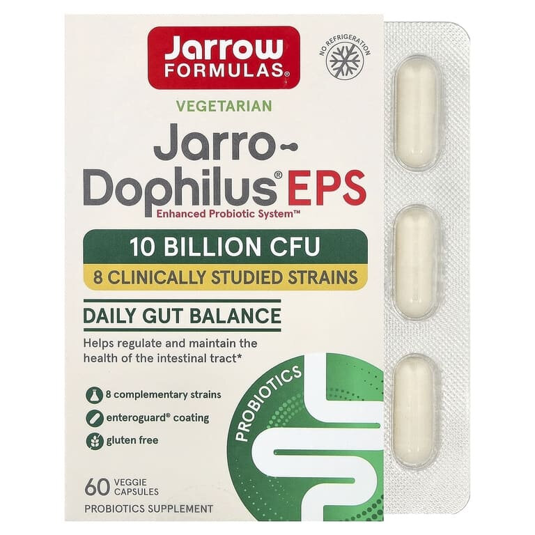 Jarrow Formulas Jarro-Dophilus EPS 10 Billion, Джарро-Дофилус EPS 10 млрд КОЕ 60 вегетарианских капсул