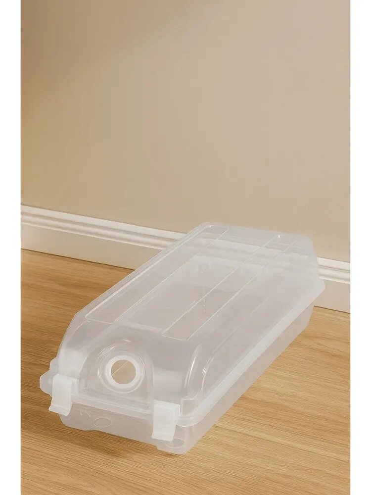 Контейнер для хранения обуви прозрачный с белыми вставками 37*21.5*13см, 4шт