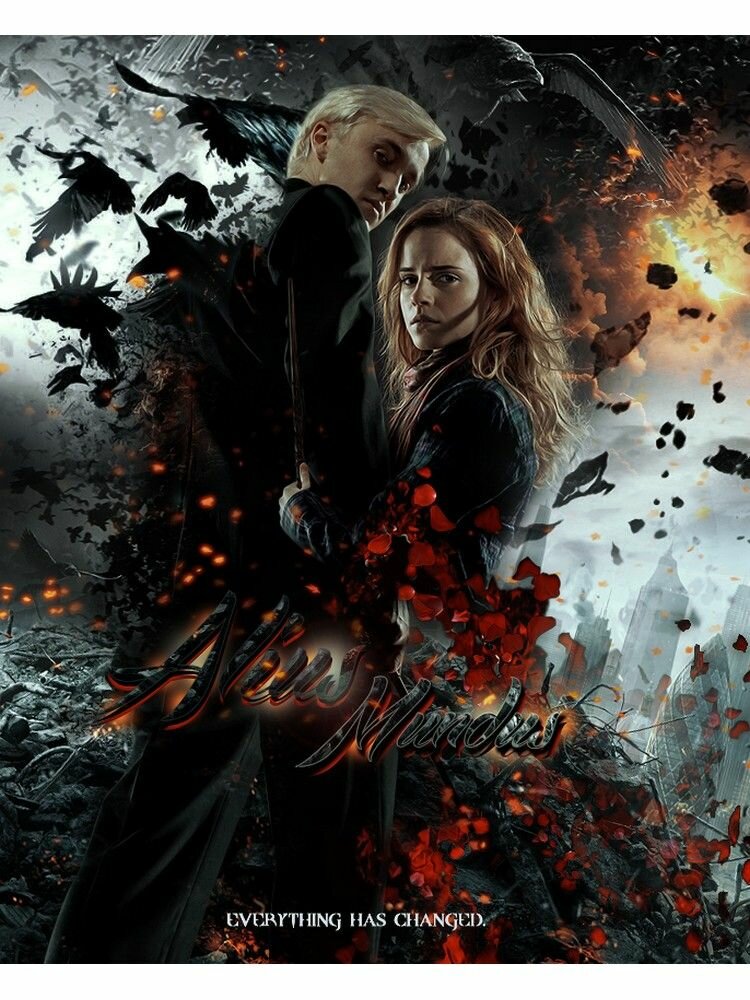 Алмазная картина "Драко и Гермиона, Гарри Поттер, Малфой" / Алмазная вышивка / Круглые стразы 40х50 см