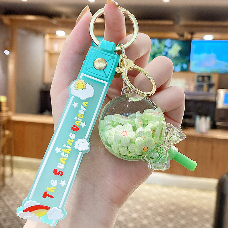 Кулон в виде зыбучих песков с розовыми цветами, плавающими в масле, брелок для ключей от машины, подвеска для детского рюкзака, подарок на праздник.