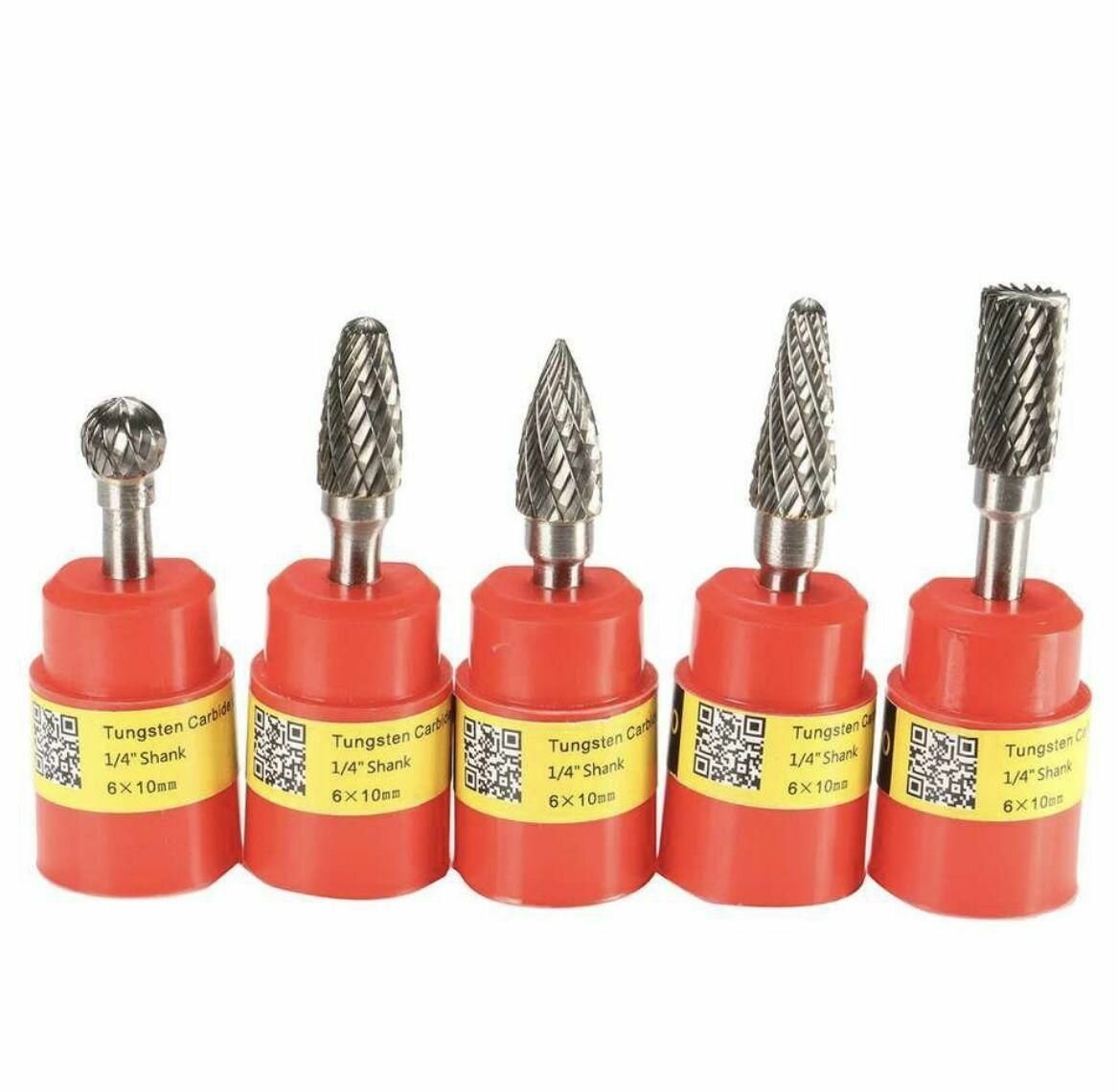 Набор борфрез по металлу и дереву из карбида вольфрама. Борфрезы из 5шт. хвостовик 6мм.