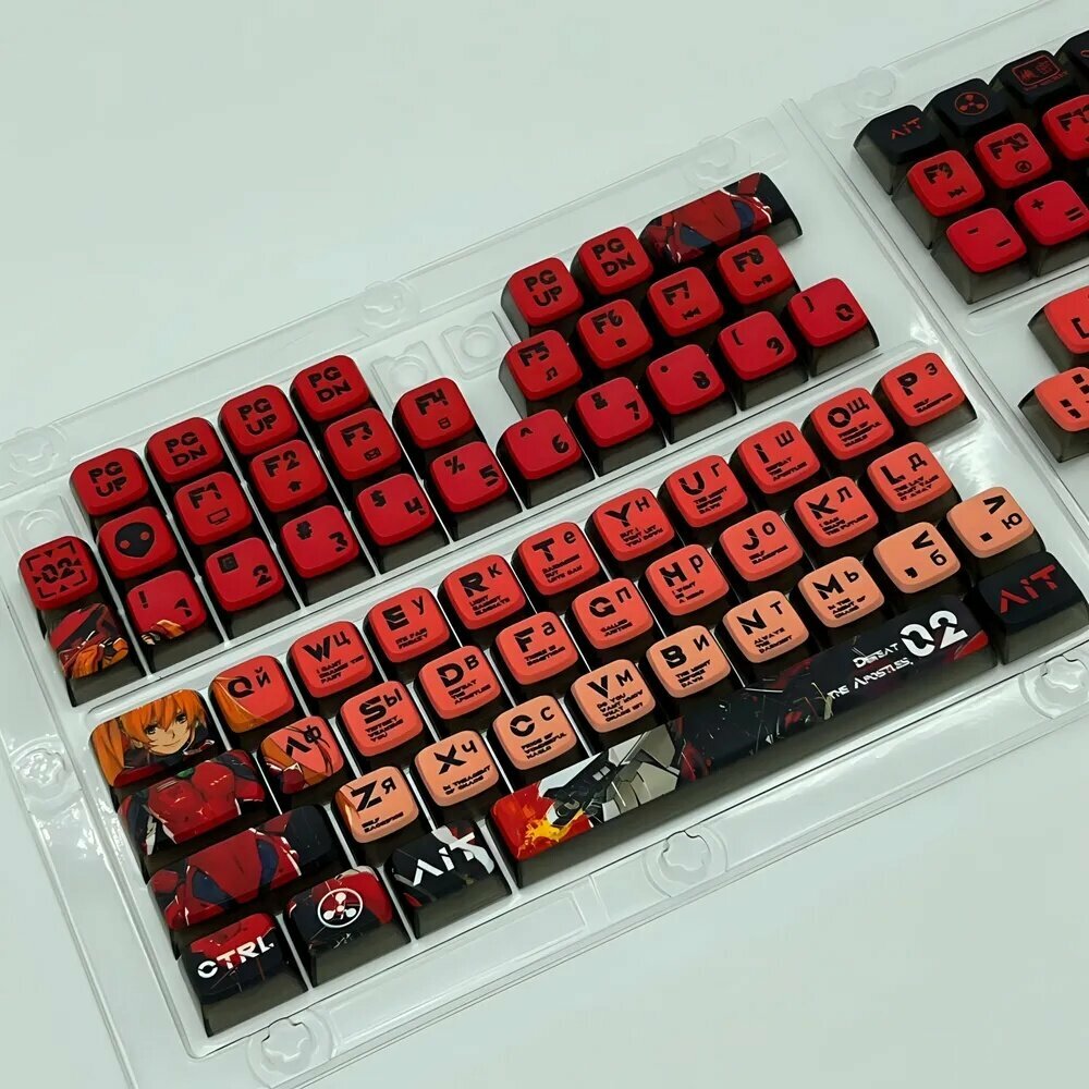 Кейкапы для механической клавиатуры, Аска Лэнгли, Евангелион, PBT клавиши, Красный