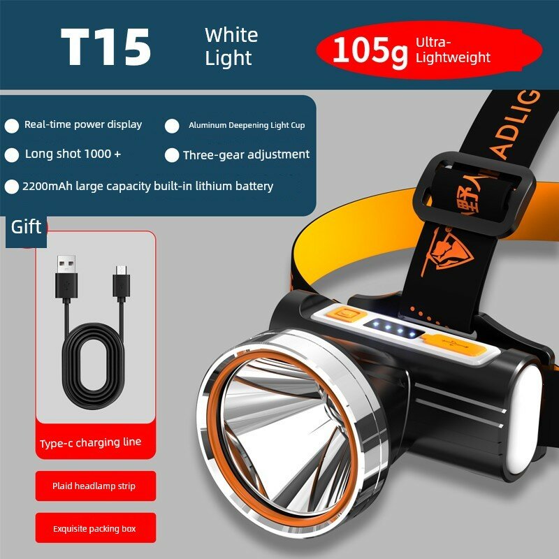 Little Savage сильный свет налобный фонарь белый свет желтый свет уличный супер яркий шахтерский фонарь зарядная трубка