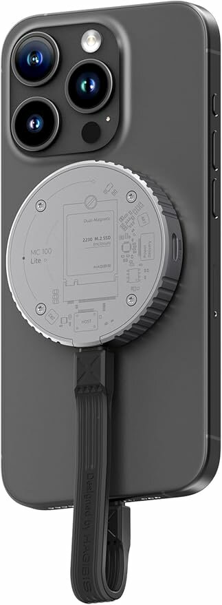 Корпус Hagibis Magnetic M.2 2230 NVMe SSD с Magsafe для iPhone 16, 15 Pro Max ProRes, адаптер USB C 3.2 Gen2 10 Гбит/с - NVMe, внешний алюминиевый корпус для SSD для MacBook, iPad Pro, Android (MC100)