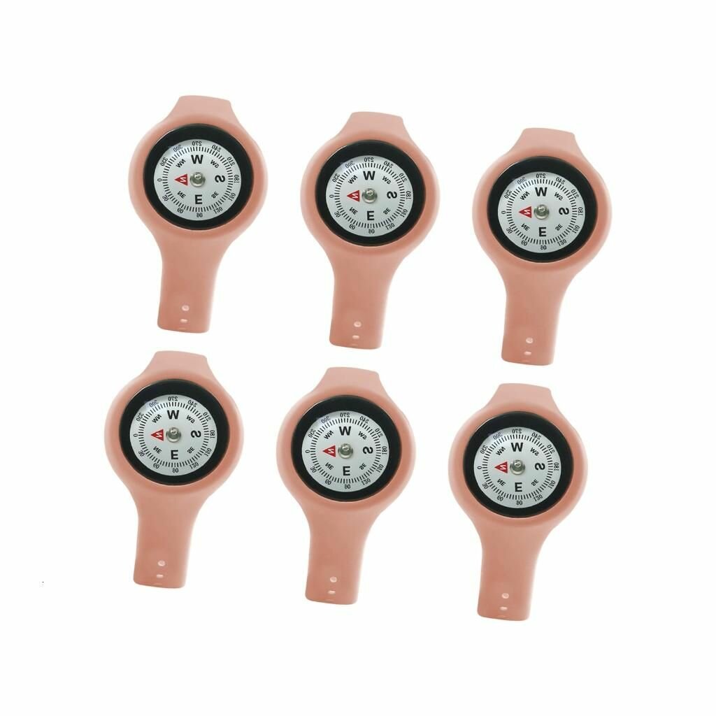 6 шт. Водонепроницаемые наручные компасы для студентов, износостойкие, Розовый