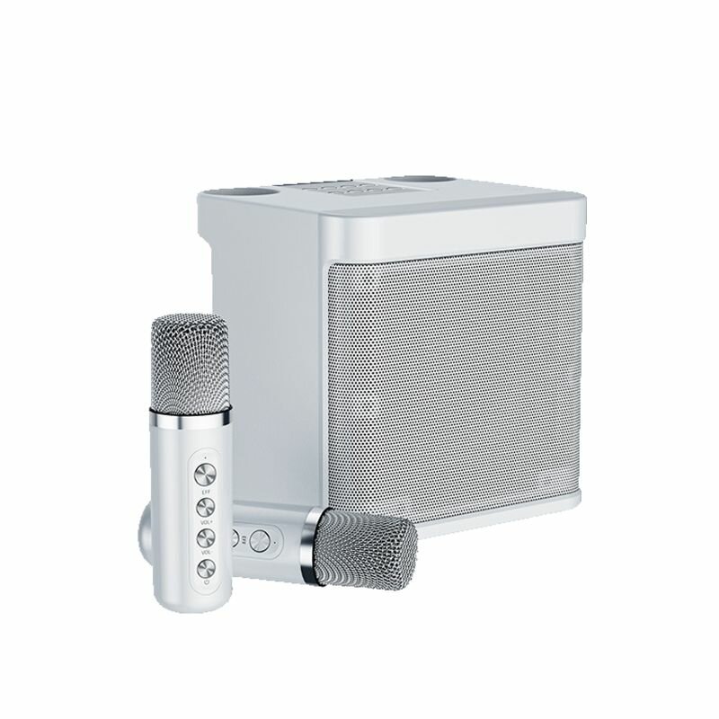 Портативная караоке-машина, Bluetooth-совместимый динамик с 2 микрофонами, всенаправленный звукосниматель для вечеринок в помещении и на открытом воздухе