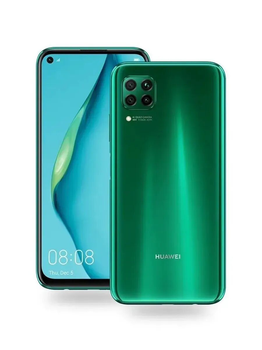 Смартфон HUAWEI P40 Lite Green, камера 48 МП, 6/128 ГБ, 2 SIM зеленый