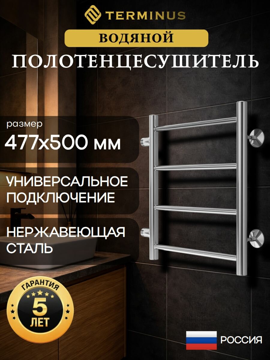 Аврора П4 400х500 мм боковое подключение 320 Полотенцесушитель TERMINUS