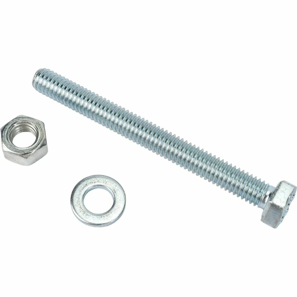 Болт Tech-Krep/Zitar DIN933 с шестигранной головкой, оцинкованный М6х60 + гайка + шайба 4 шт - пакет 112720