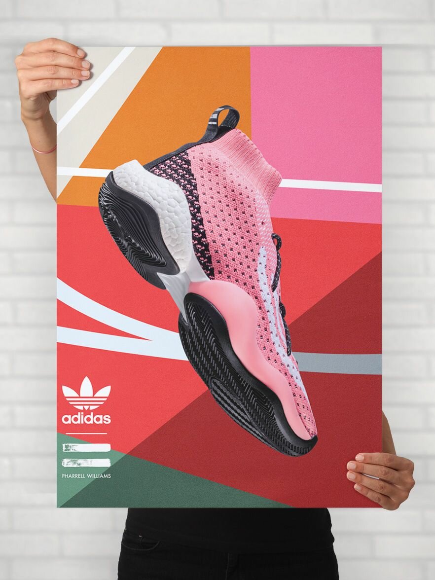 Плакат на стену для интерьера Знаковые Баскетбольные Кроссовки (Adidas Crazy) - Постер по легендарной обуви формата A1 (61x84 см)
