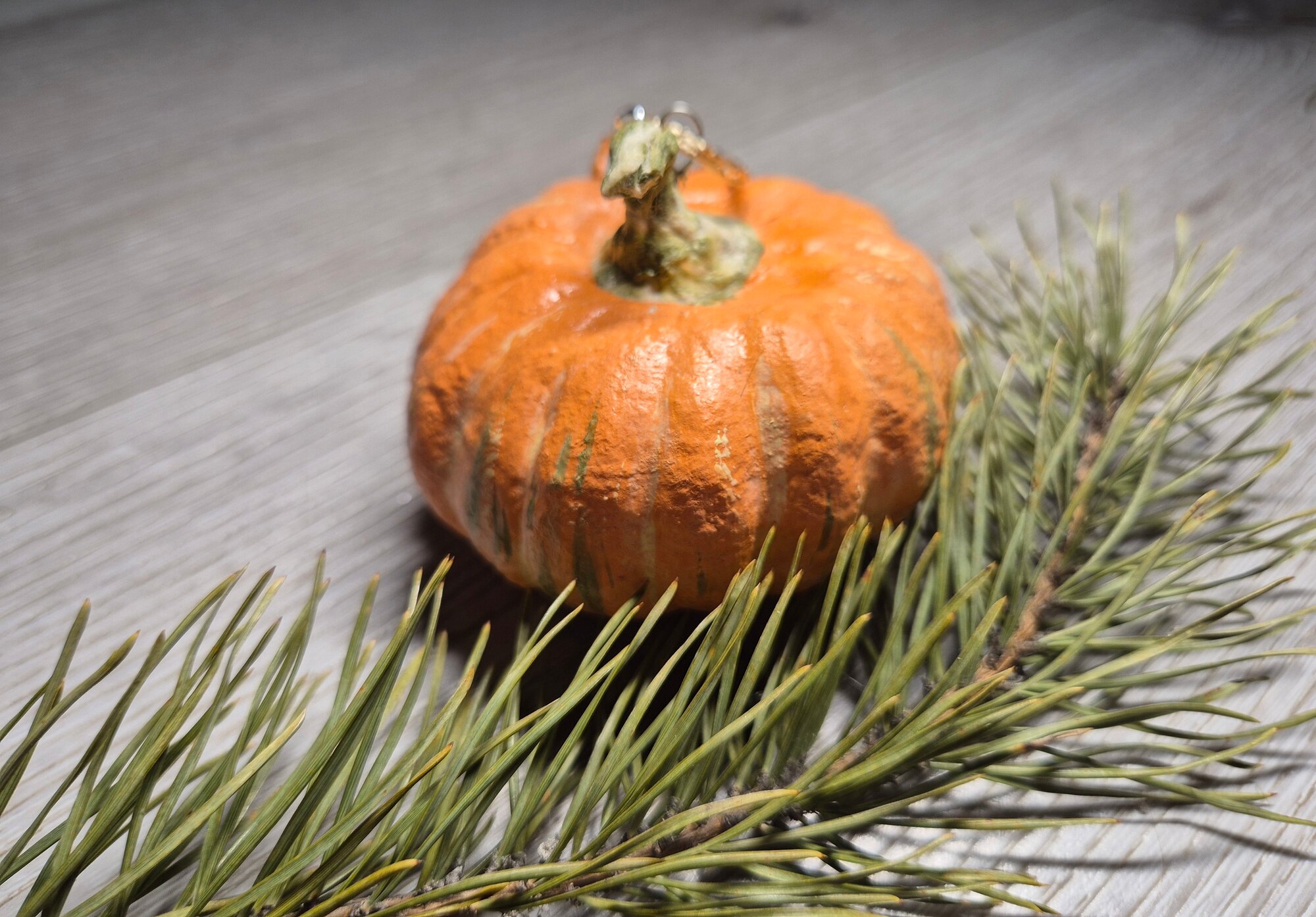 Ватная елочная игрушка тыква