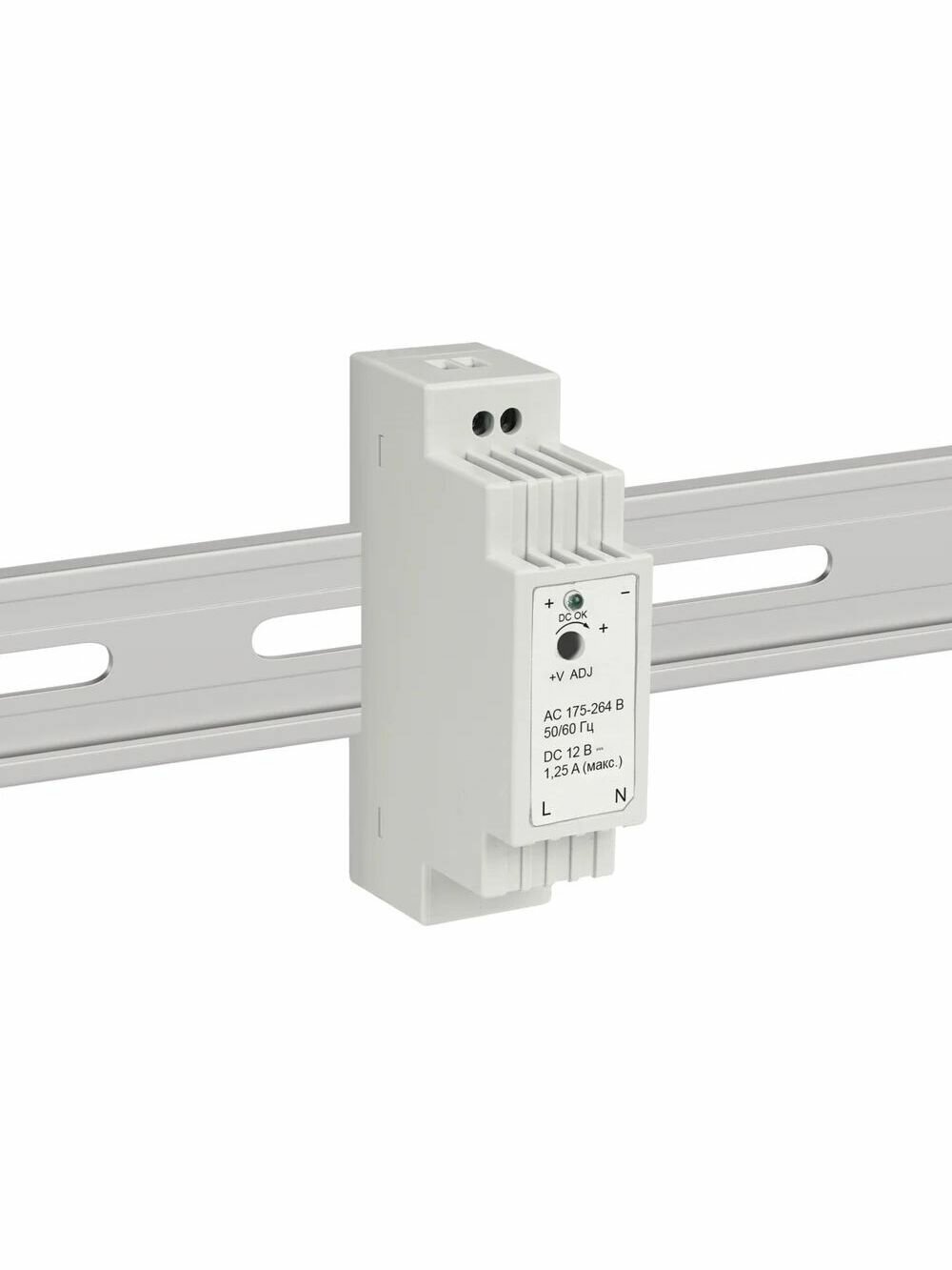 Блок питания Apeyron на DIN рейку 12В, 15Вт, 1,25А, IP20, 25x93x56мм, пластик, белый / 03-160