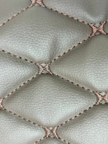 Обивка потолка УАЗ 452 Буханка стежка (поролон) коричневая кожа, коричневая нить Вид №1