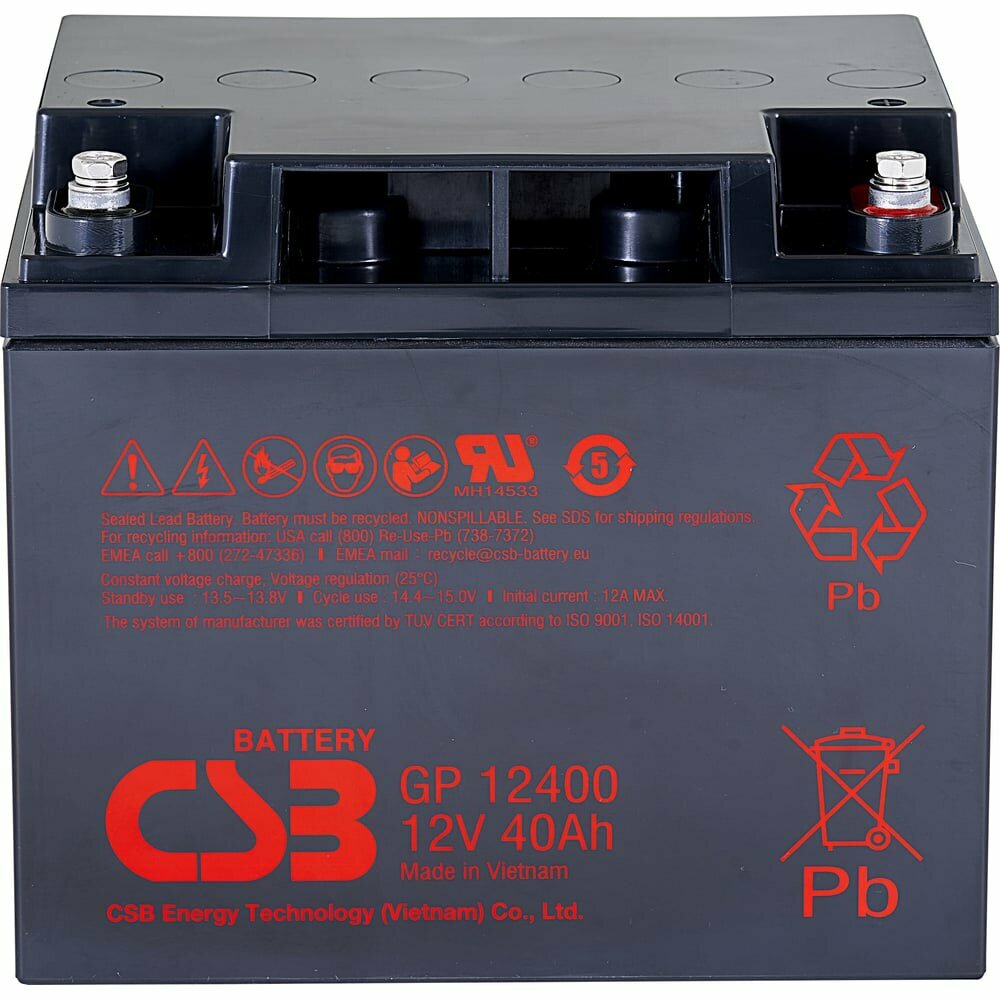 Аккумулятор для ИБП CSB GP12400 I 12В, 40 Ач УТ-00001358
