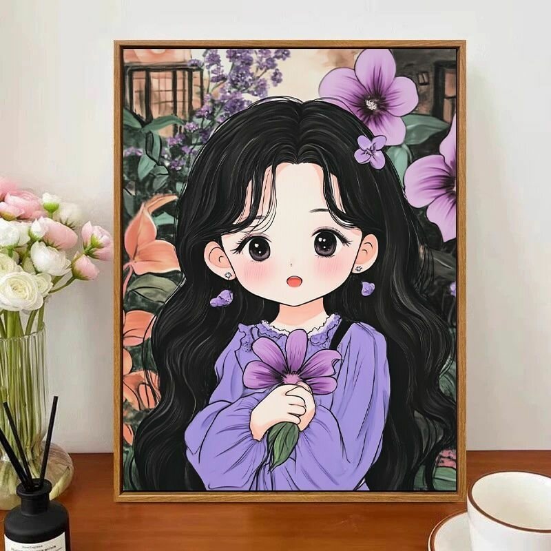 Эксклюзивный набор для вышивки крестиком 40х50 см с мультяшной девочкой, 11CT, комплект из 3 нитей