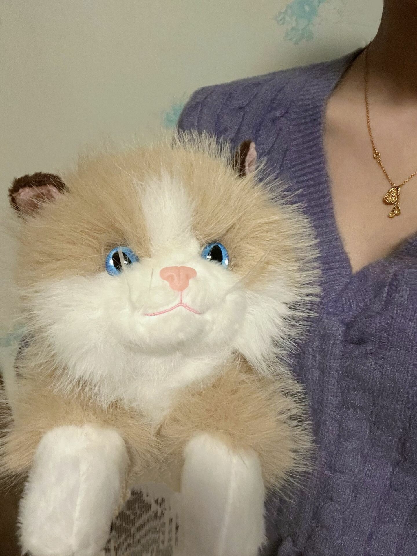 Плюшевая игрушка кошки Рэгдолл, реалистичная кукла кошки, мягкая игрушка, пищащая, милая кукла котенка, подарок для девочки