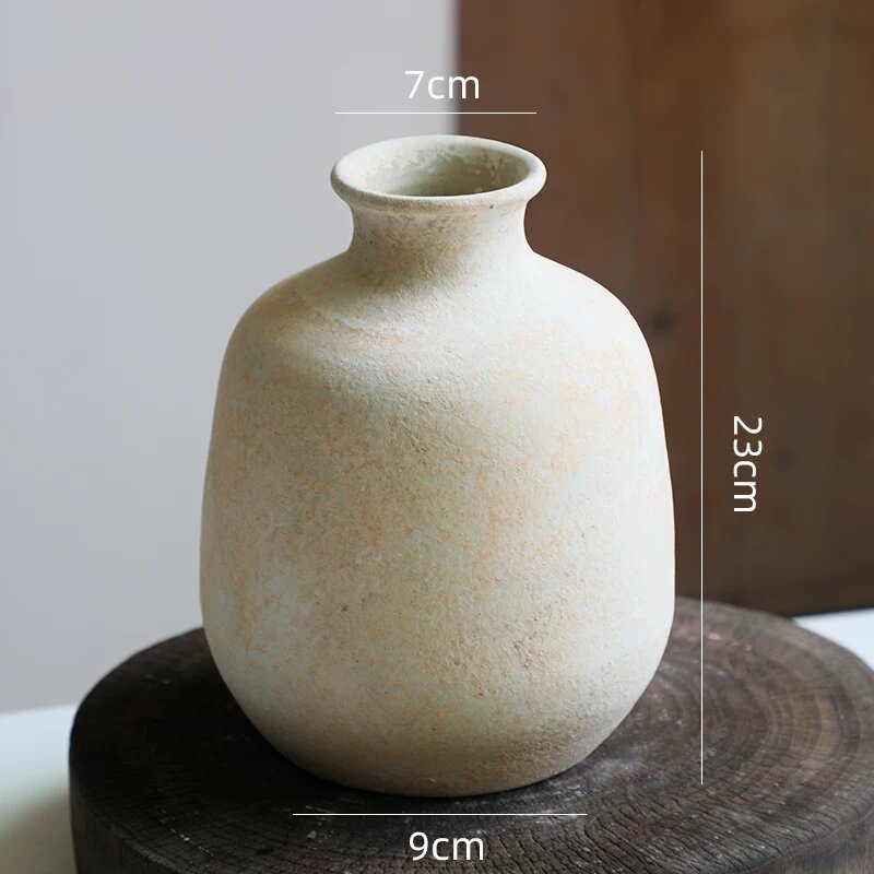 Керамическая ваза ручной работы в стиле ваби-саби, винтажная деревенская глиняная емкость, украшение для цветочных