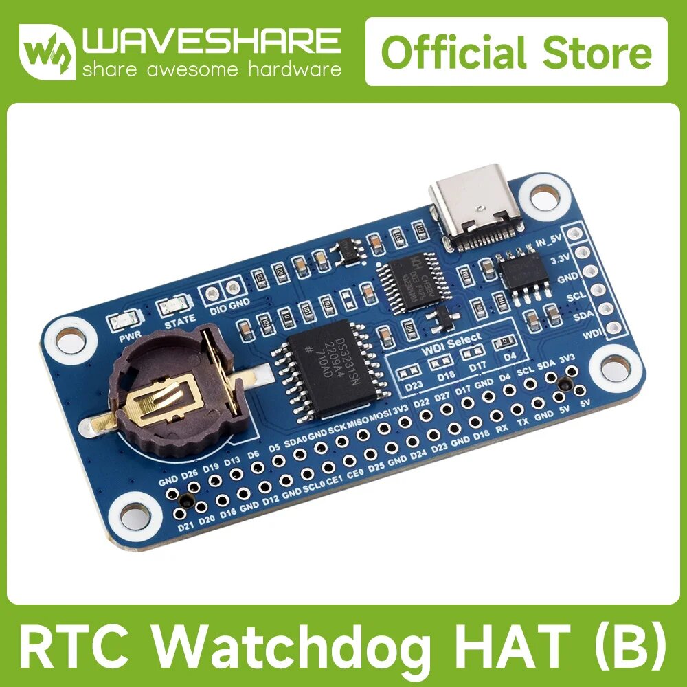 Waveshare RTC WatchDog HAT (B) для Raspberry Pi