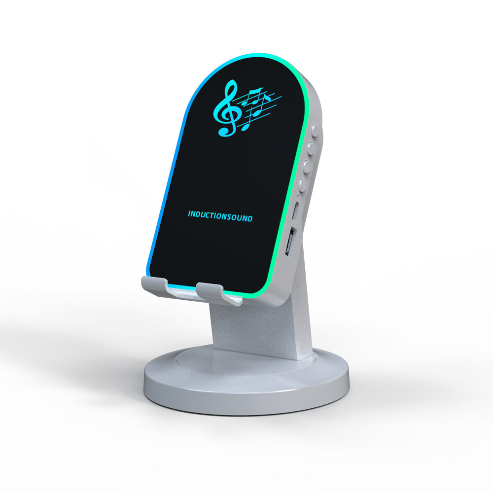 Креативный новый ZJ-08 многофункциональный беспроводной зарядный индукционный динамик с RGB цветной подсветкой, настольная подставка для мобильного телефона, Bluetooth динамик