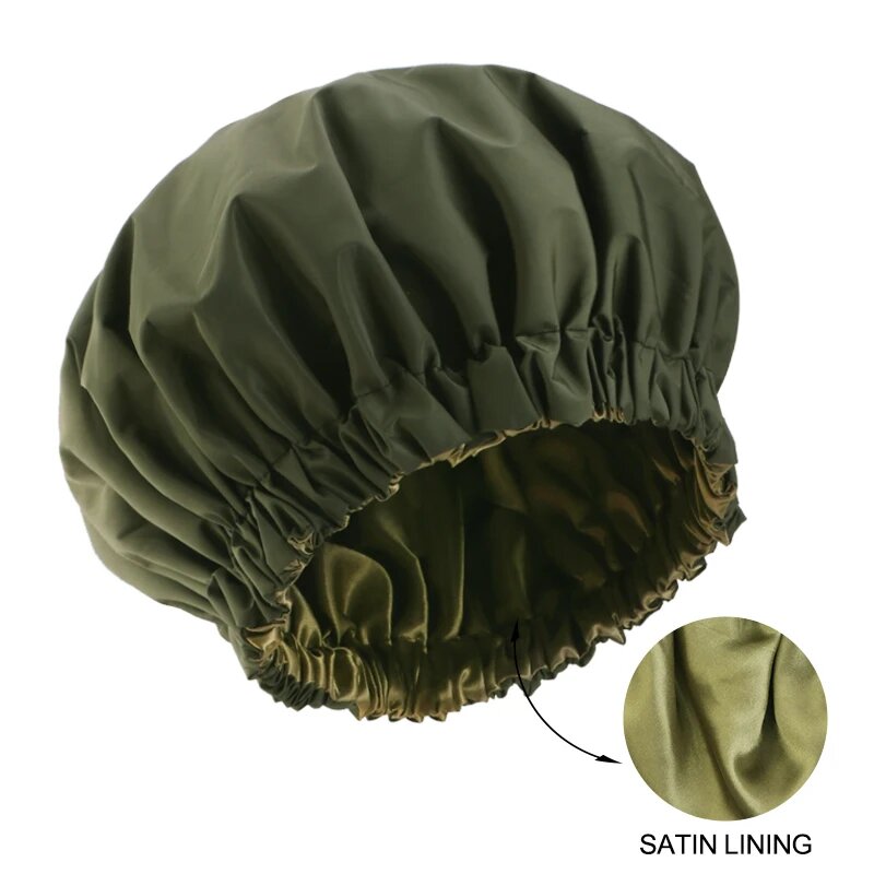 Шапочка для душа army green с атласной подкладкой
