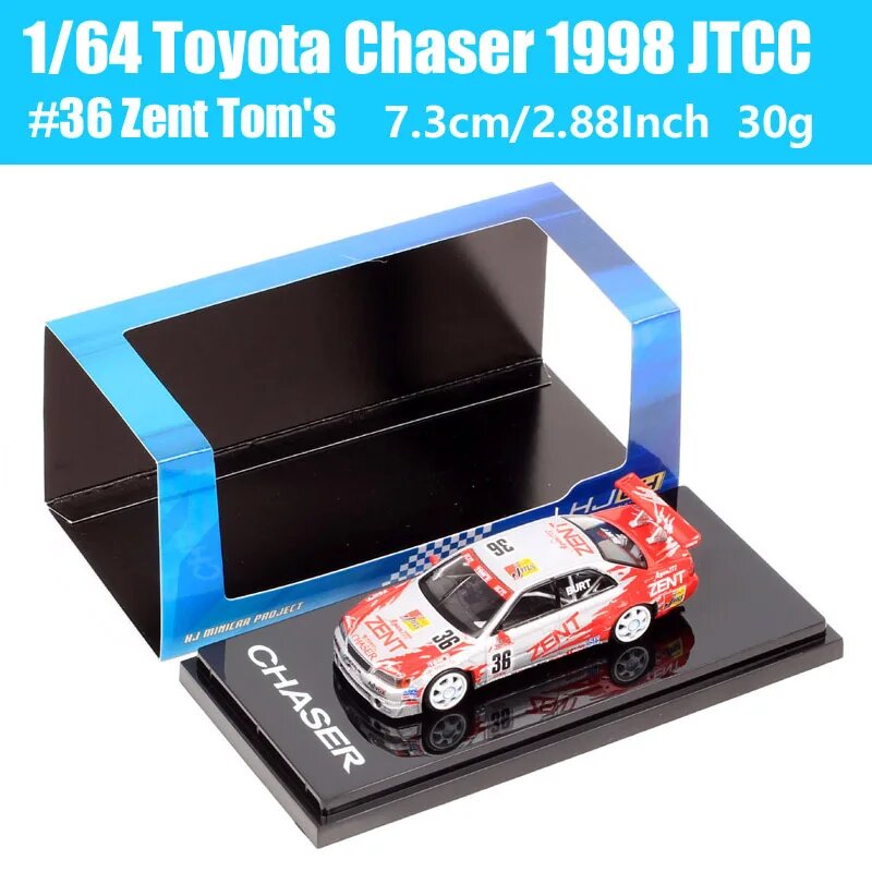 Масштаб 1/64 Toyota Chaser 1998 JTCC ESSO # 37-Зент # 36, модель автомобиля Tom's Touring GP, литая под давлением и игрушечный транспорт, хобби, Япония, реплика HJ64
