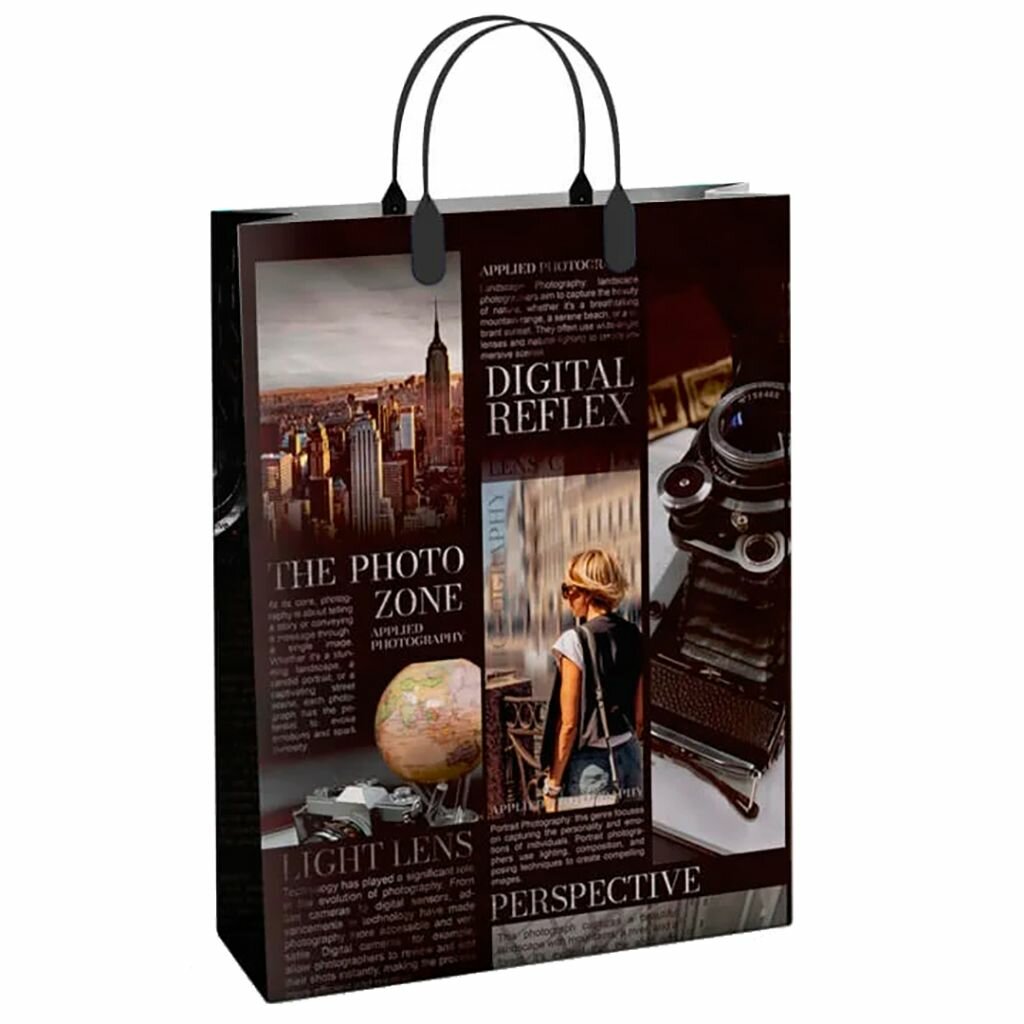 Пакет подарочный Домашняя Мода мягкий пластик с пластиковой ручкой, 30х40 см, "Репортаж", 150 мкм, ламинированный