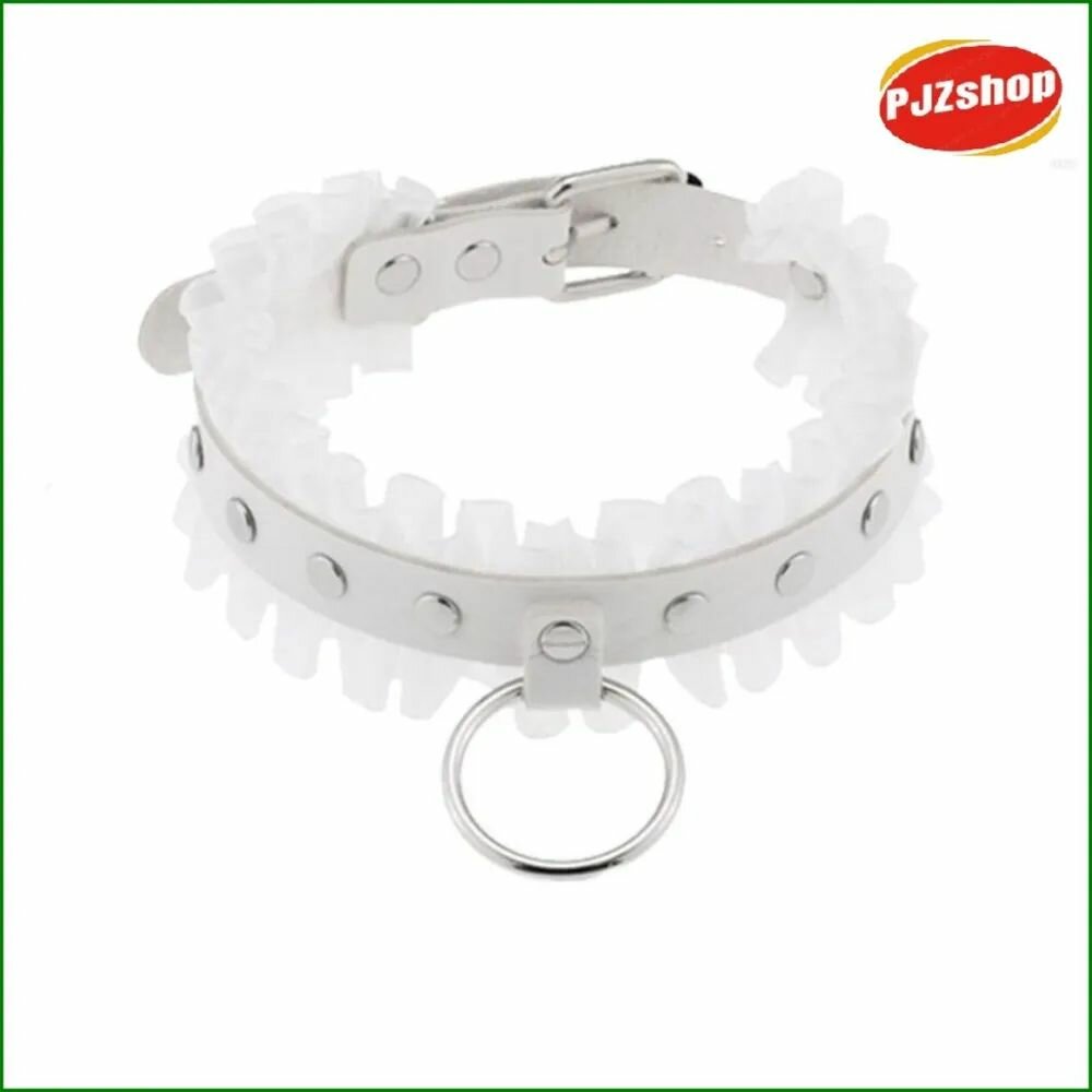 Эксклюзивный белый ошейник для БДСМ игр с поводком-Новинка