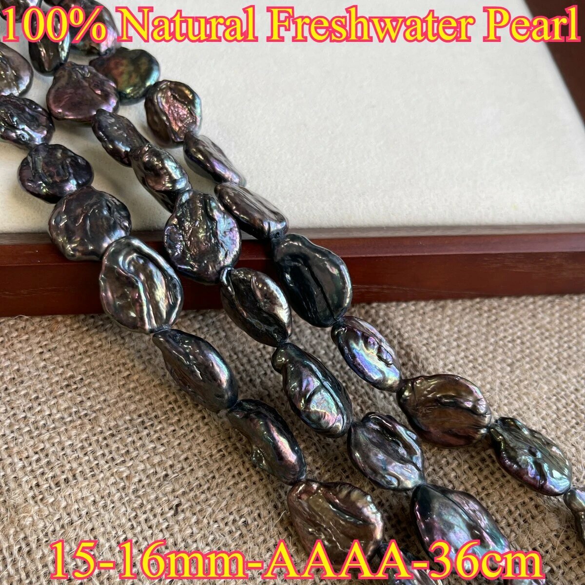 Натуральный пресноводный жемчуг черный барокко 15-16 мм