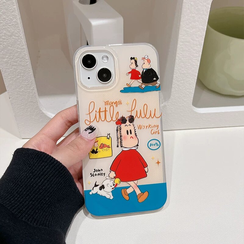 Кулинария граффити мультфильм аниме девушка со шнурком подходит для iphone16 Pro Max чехол для мобильного телефона