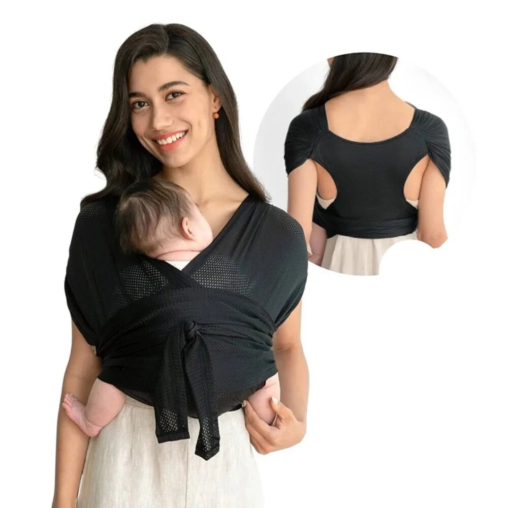 Переноска-кенгуру передняя детская синтетическая Черный, Black-M