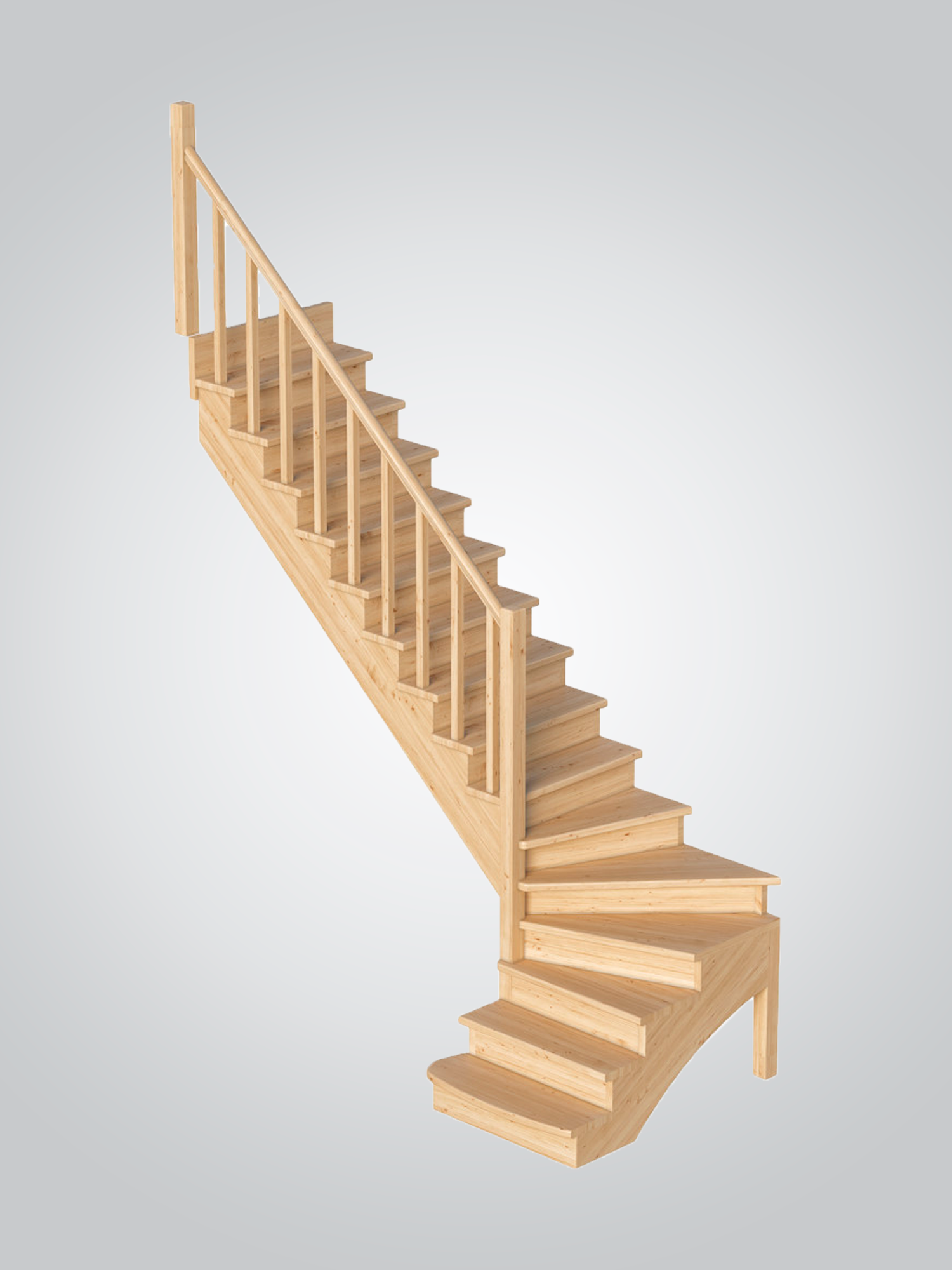 Лестница на второй этаж К-001м/3 Левая c подступенками