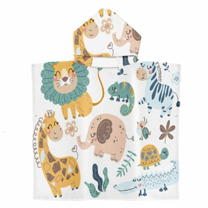 Детское полотенце-пончо с капюшоном, - S15