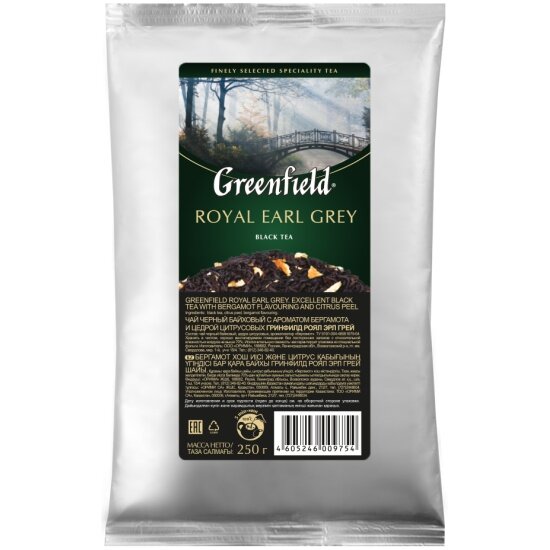 Чай Greenfield Royal Earl Grey, листовой черный c добавками, 250 г, промышленная упаковка