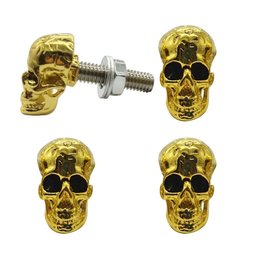 Набор из 4-х деталей для замены болтов номерного знака в виде 3D-черепов для автомобилей и мотоциклов